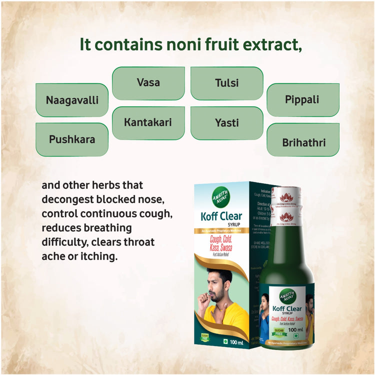 Amrith Noni Koff Clear - Ayurvedic Cough Syrup - Cough Solution